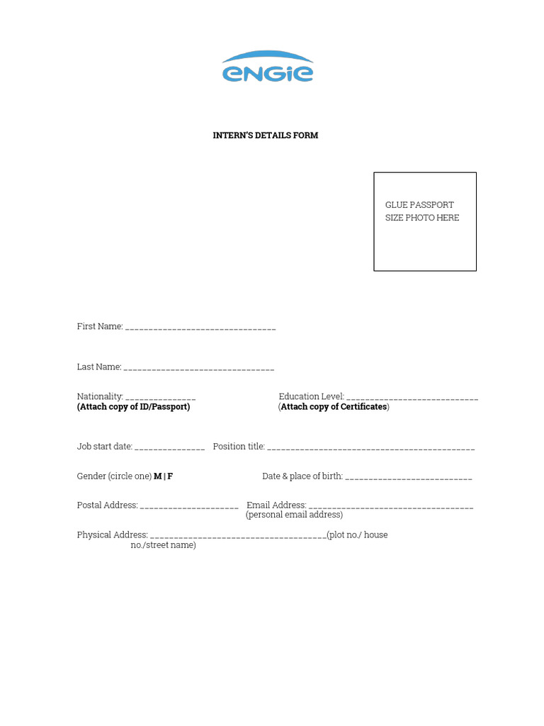 DC Intern Details Form - UPDATED | PDF