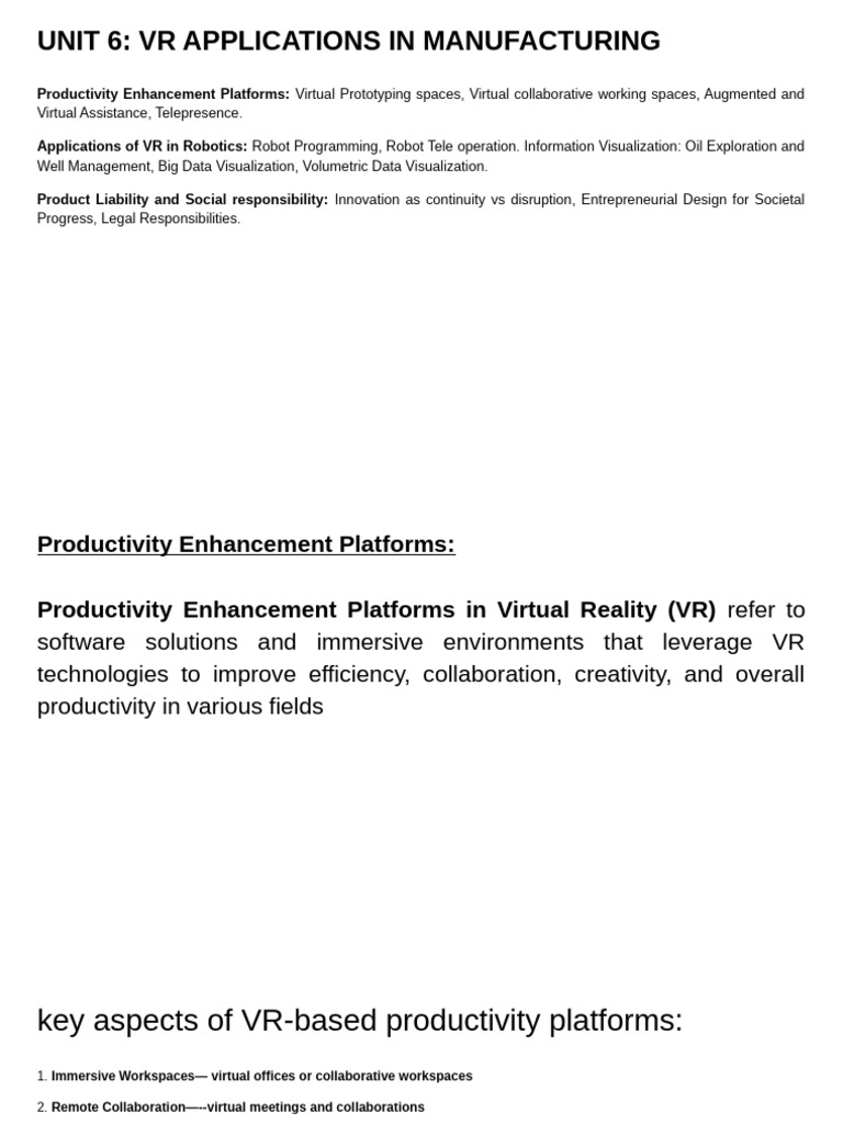 UNIT 6_ VR APPLICATIONS IN MANUFACTURING (2) | PDF | Virtual Reality ...