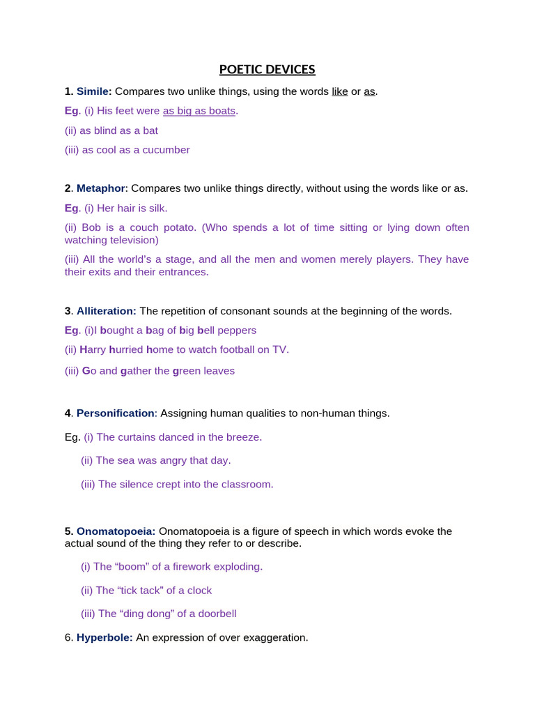 Poetic Devices 1 | PDF | Poetry | Rhyme