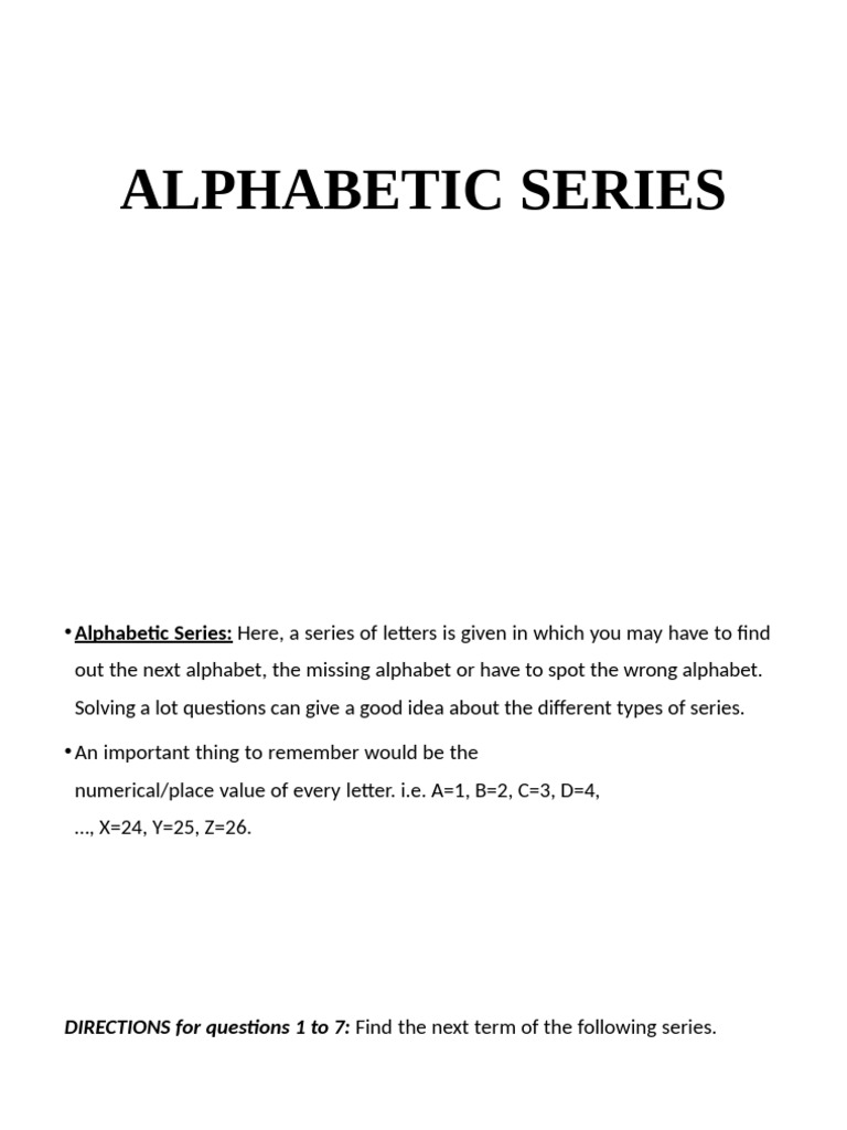 Alphabetic Series | PDF