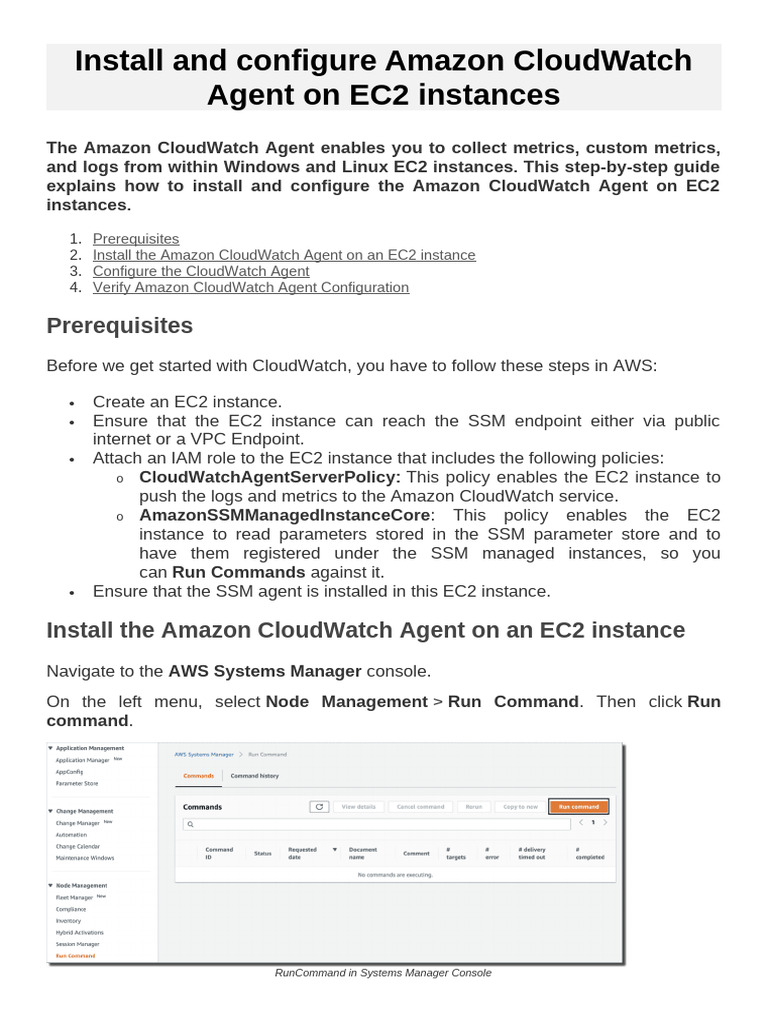 Install and configure Amazon CloudWatch Agent on EC2 instances | PDF Install and configure Amazon CloudWatch Agent on EC2 instances | PDF