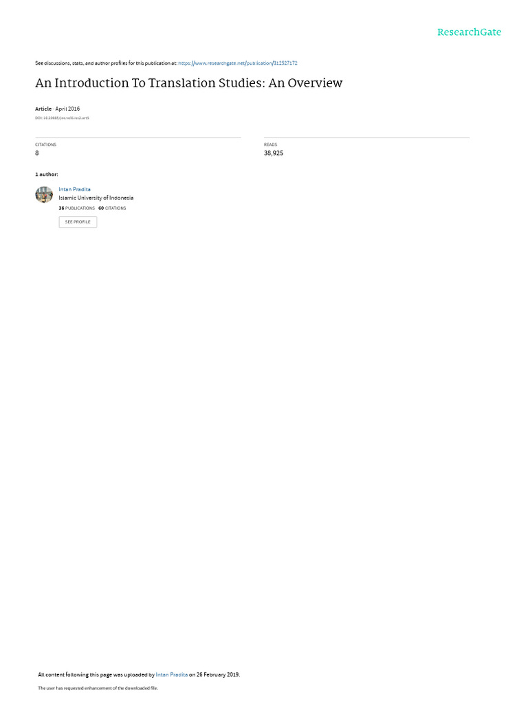 An_Introduction_To_Translation_Studies_An_Overview | PDF | Translations ...