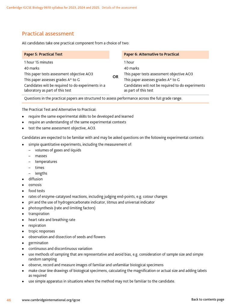 Practical Assessment: Paper 5: Practical Test Paper 6: Alternative To ...