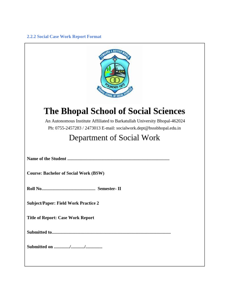 BSW Social Case Work Report Guide | PDF