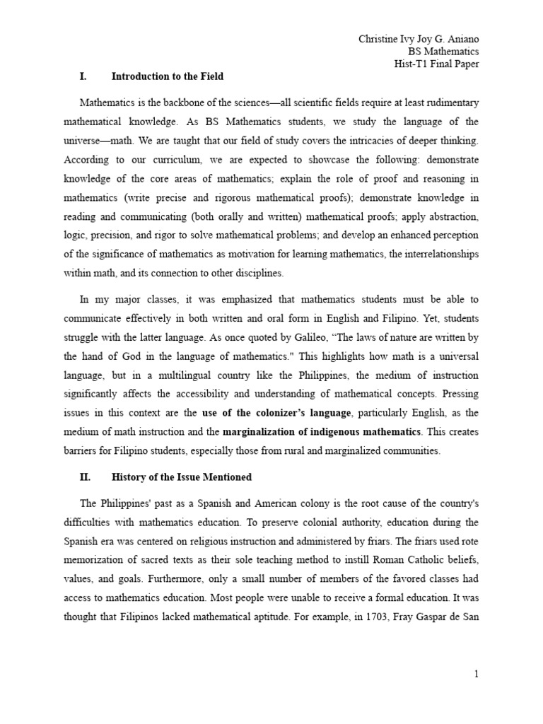 Colonial Impact on Philippine Math Education | PDF | Mathematics ...