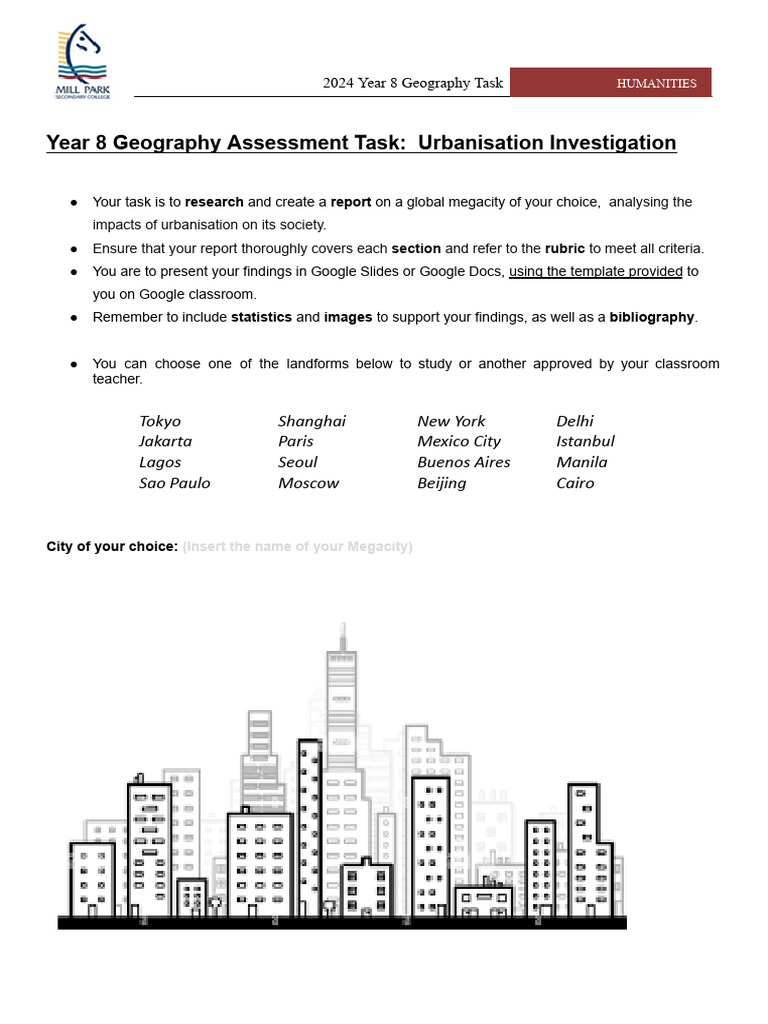 2024 Changing Nations Urbanisation Task | PDF | Urbanization