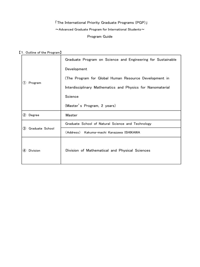 International Graduate Program Guide | PDF | Science