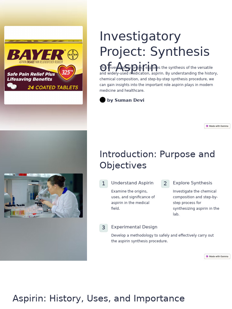 In17263727vestigatory Project Synthesis of Aspirin | PDF | Aspirin | Organic Synthesis