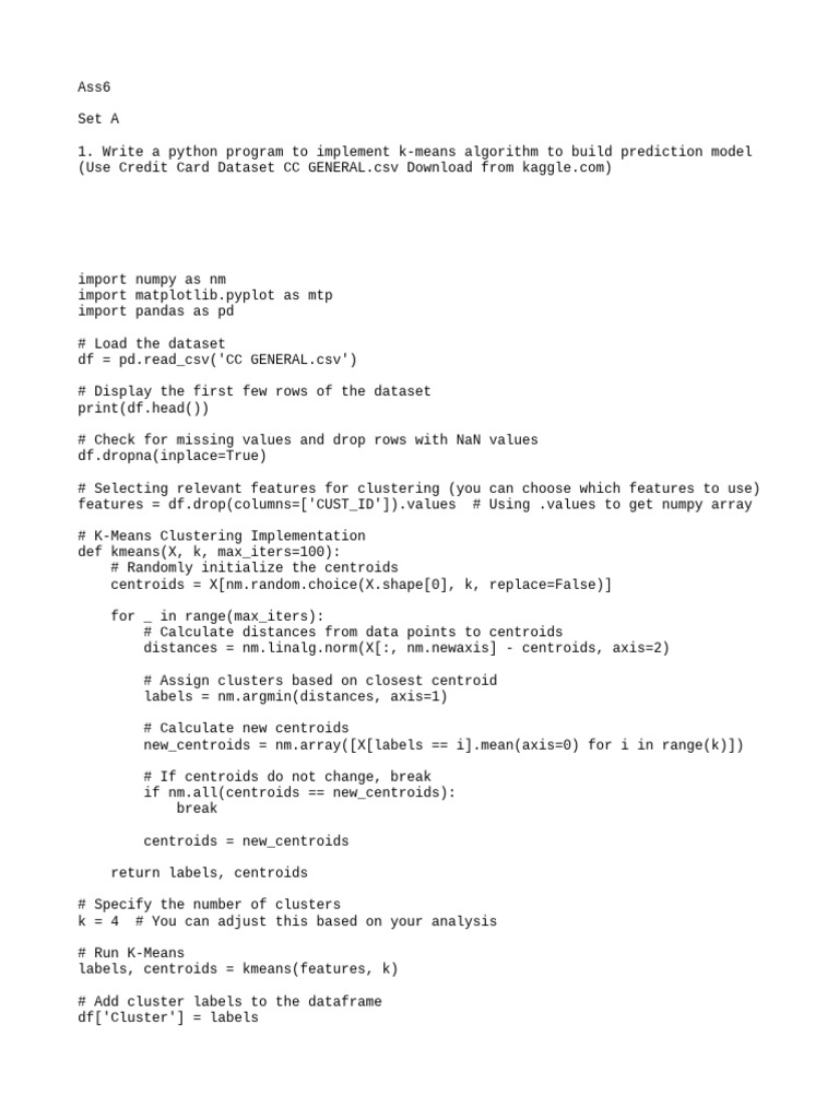 Ass6(DMDS) | PDF | Cluster Analysis | Machine Learning
