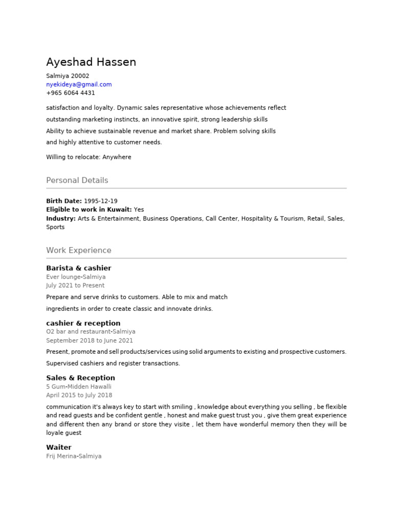 Dynamic Sales Representative Profile | PDF