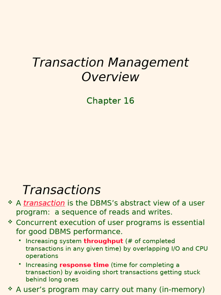 ch16 Overview Xacts | PDF | Database Transaction | Databases
