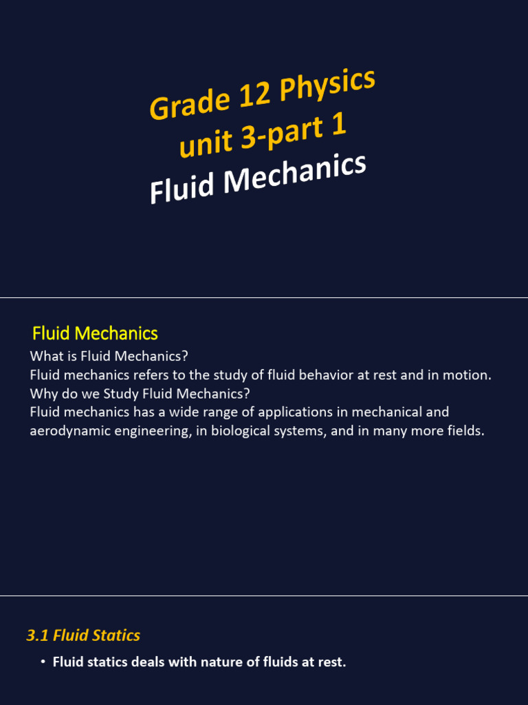 Physics Grade 12 Unit 3 Fluid Statics | PDF | Buoyancy | Pressure
