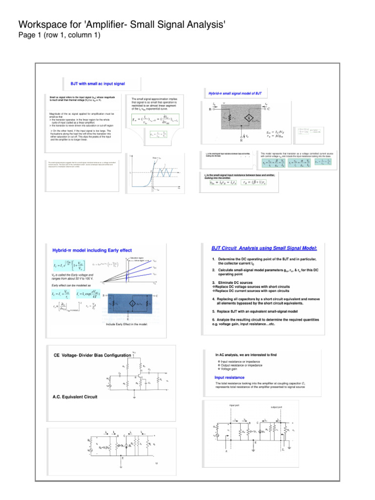 Amplifier - Small Signal Analysis | PDF