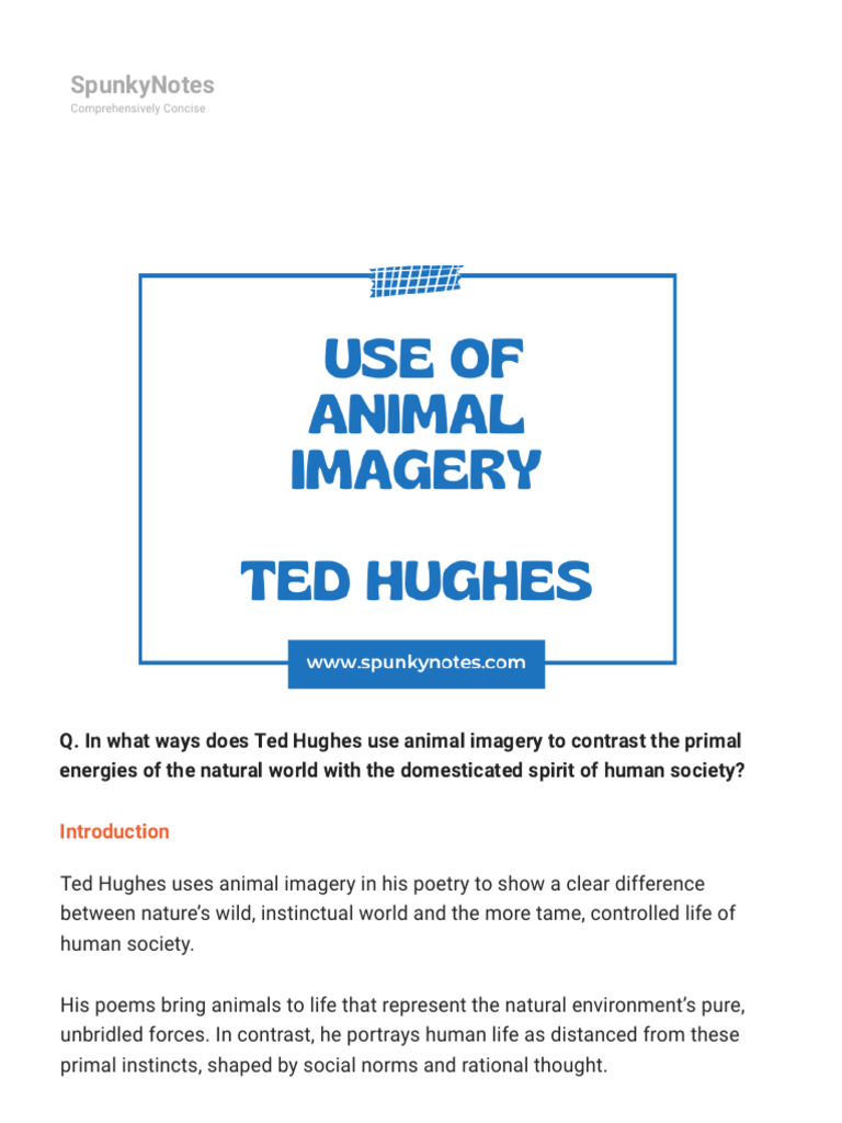 Ted Hughes Use of Animal Imagery _ Animal Poet | PDF | Nature