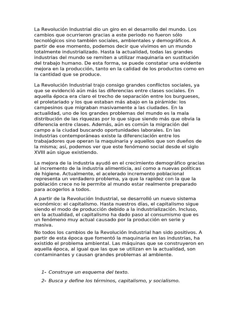 La Revolucion Industrial Dio Un Giro en El Desarrollo Del Mundo | PDF | Revolución industrial ...