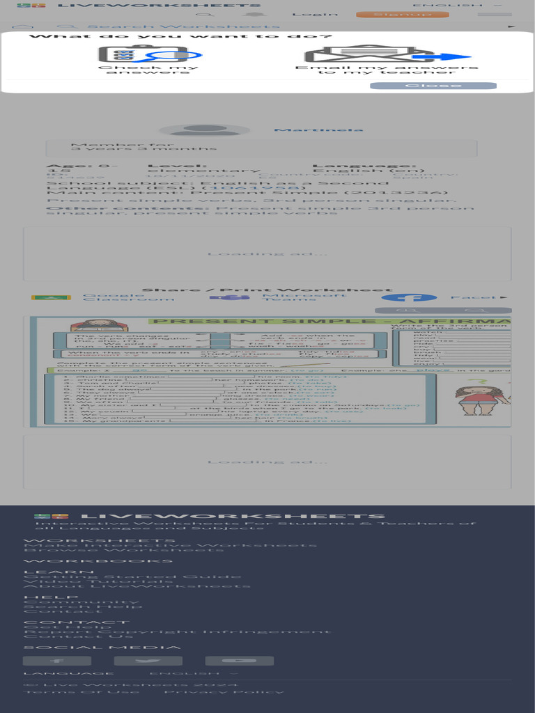 Present Simple Affirmative English As A Second Language (ESL) | PDF