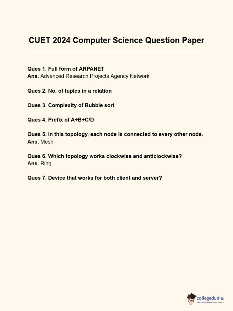 CUET_2024_Computer_Science_Question_Paper | PDF