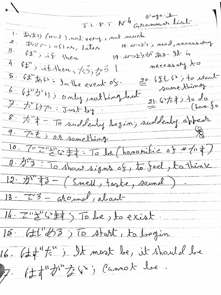 N4 Grammar Patterns | PDF