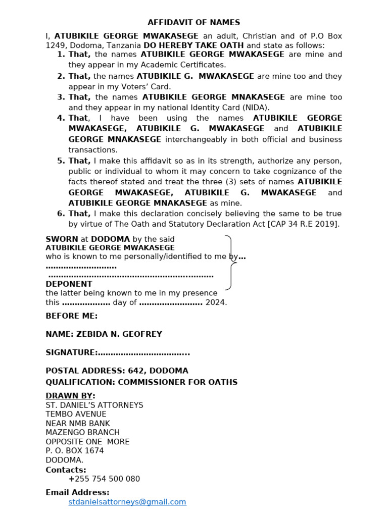 AFFIDAVIT OF NAME1 | PDF