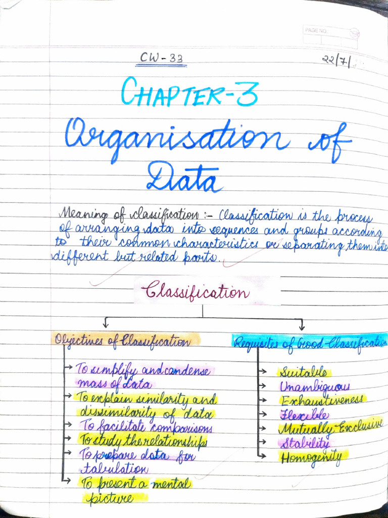 Ch 3 Organisation of Data Class 11 | PDF