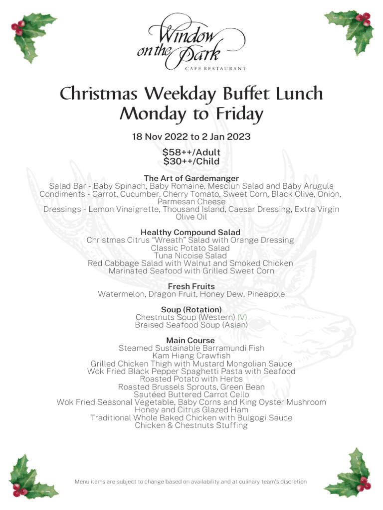 Christmas Weekday Buffet Lunch 22 | PDF | Salad | Soup