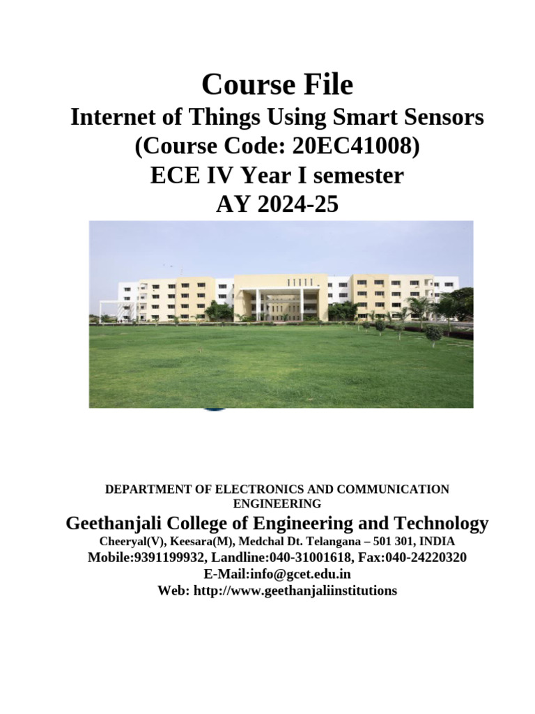 IOT Course File 2024 2025 | PDF | Internet Of Things | Internet ...