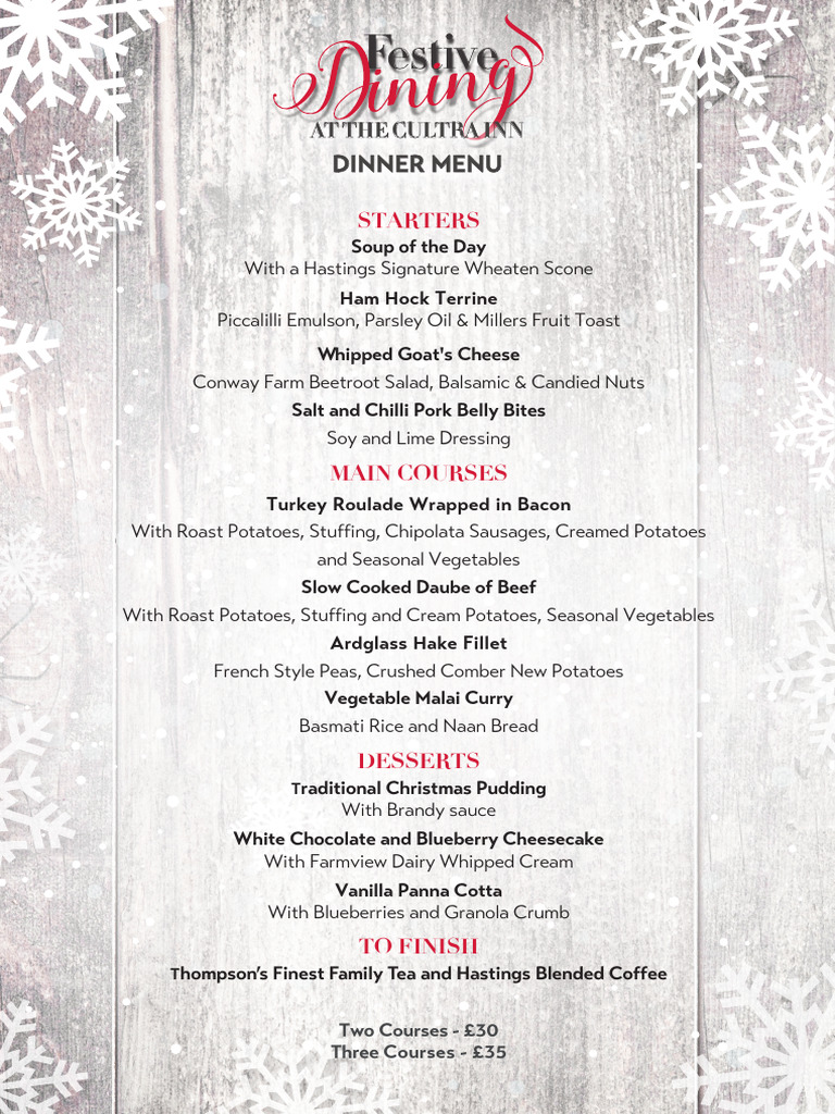 CULL Cultra Inn Festive Dinner Menu 2022 A4 HR | PDF
