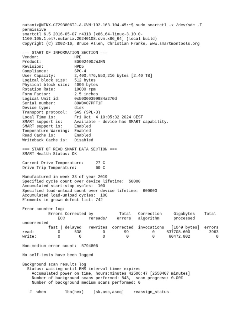 smartctl_result | PDF | Hard Disk Drive | Data Management