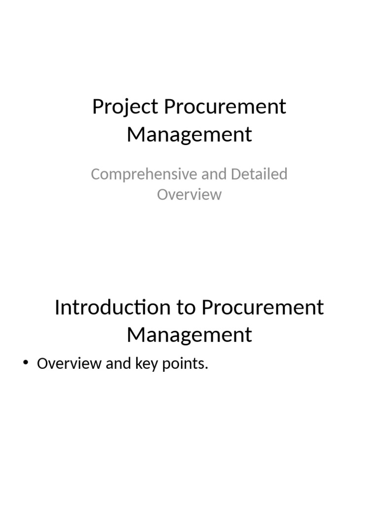 Expanded_Project_Procurement_Management | PDF | Procurement | Government Procurement In The ...