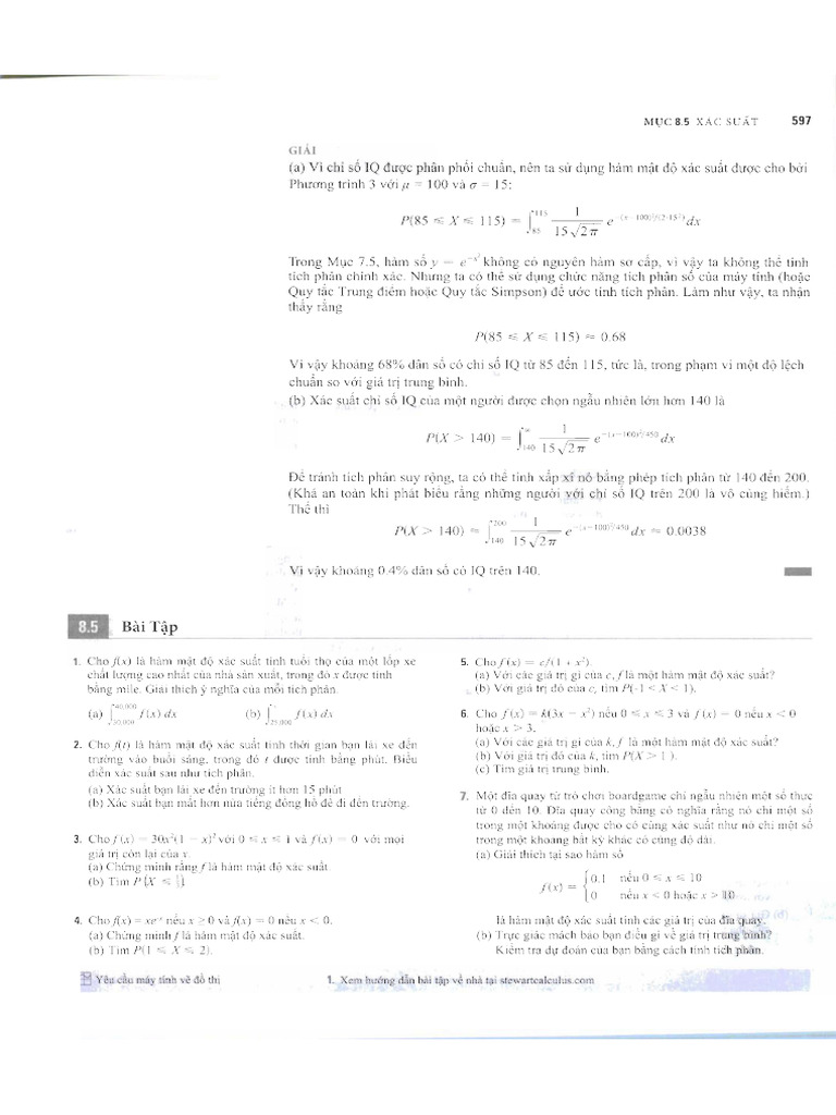 BT - Ung Dung Tich Phan Trong Xac Suat | PDF