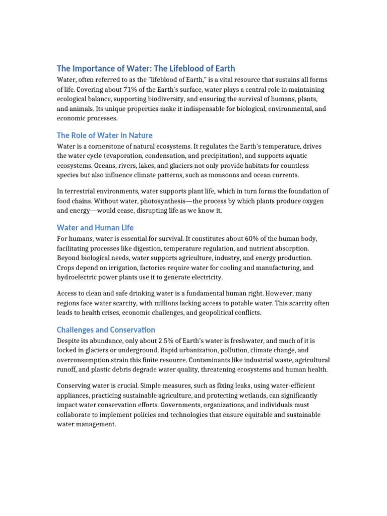 The_Importance_of_Water | PDF | Water | Ecosystem