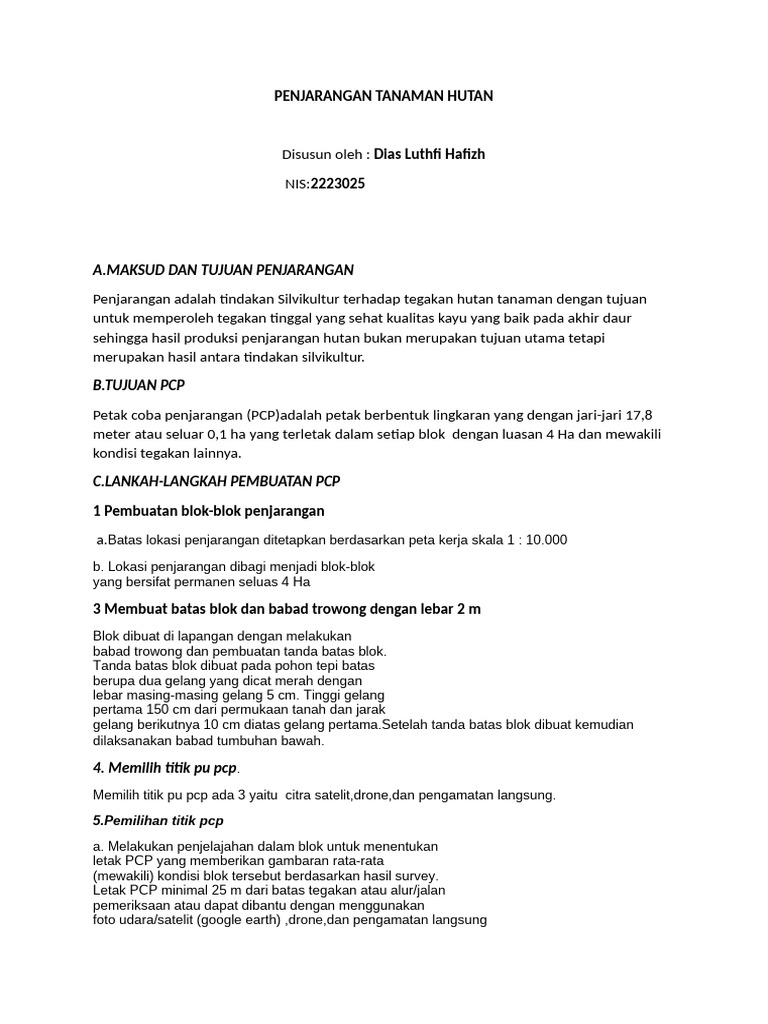 Proses Penjarangan Tanaman Hutan | PDF