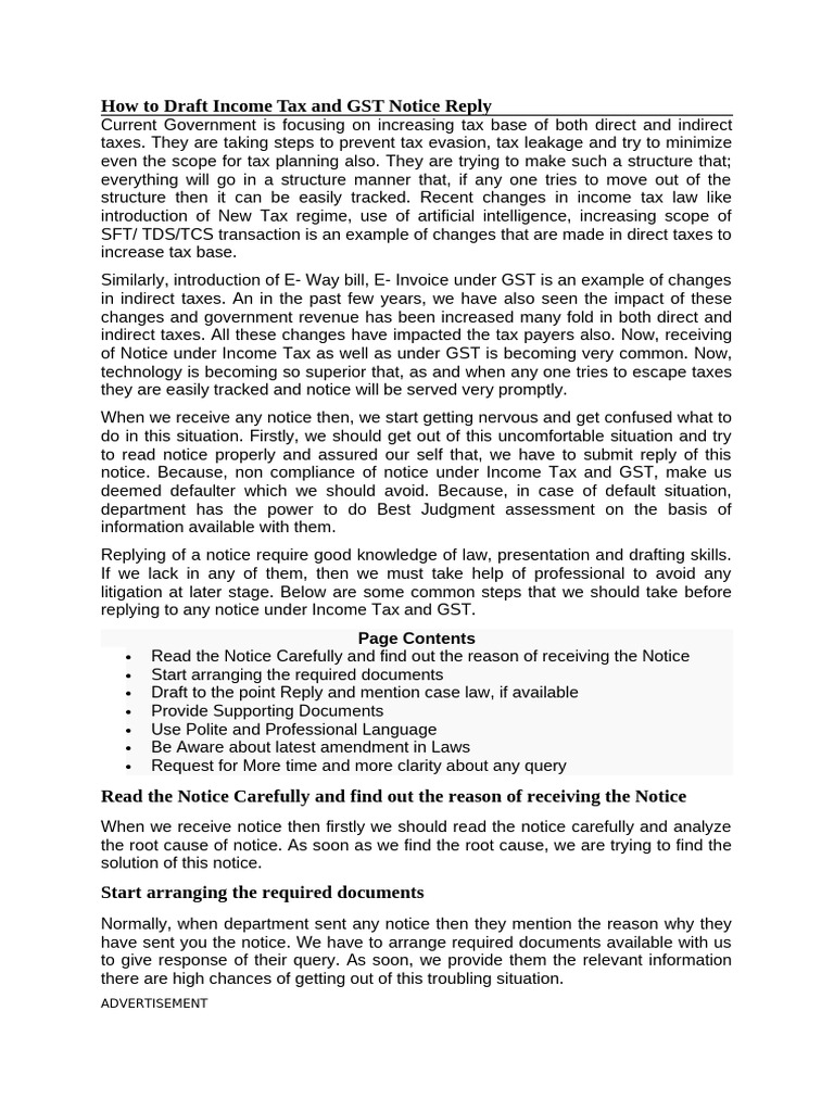 How to Draft Income Tax and GST Notice Reply | PDF | Taxes | Payments