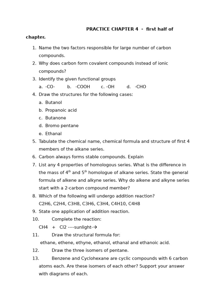 Carbon Compounds and Reactions Guide | PDF
