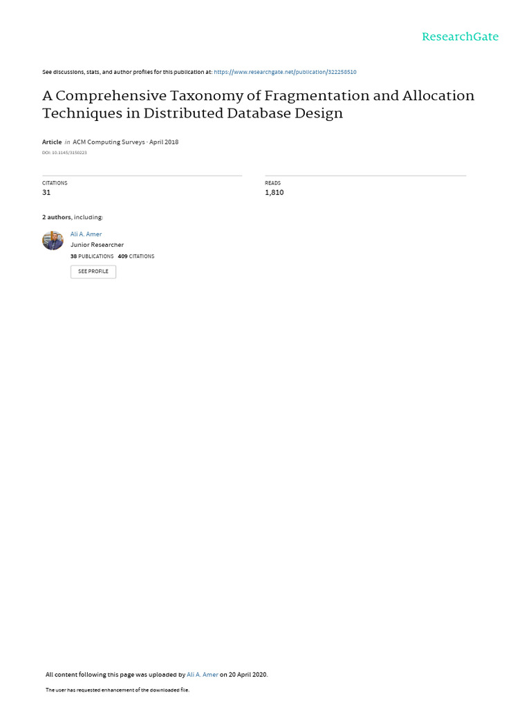A Comprehensive Taxonomy of Fragmentation and Allo | PDF | Databases | Replication (Computing)