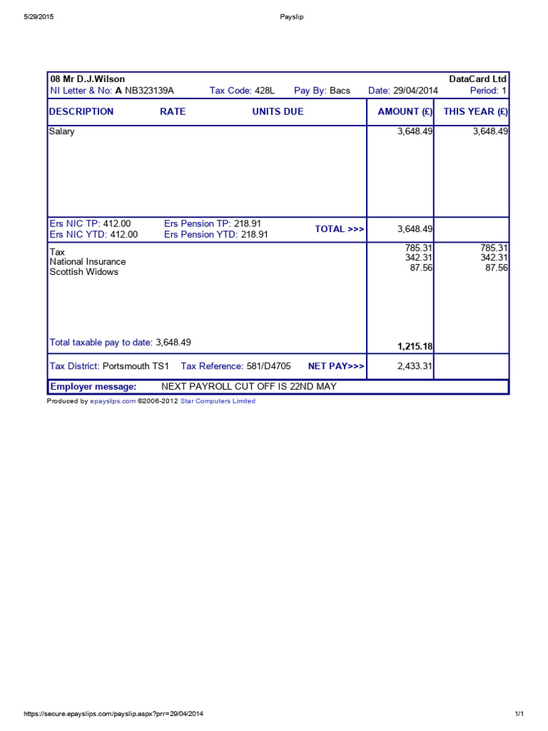 04 2014 Payslip | PDF