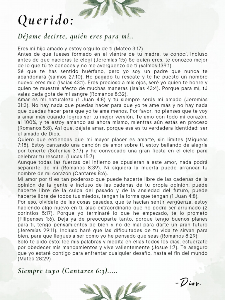 Una carta de Dios para ti | PDF