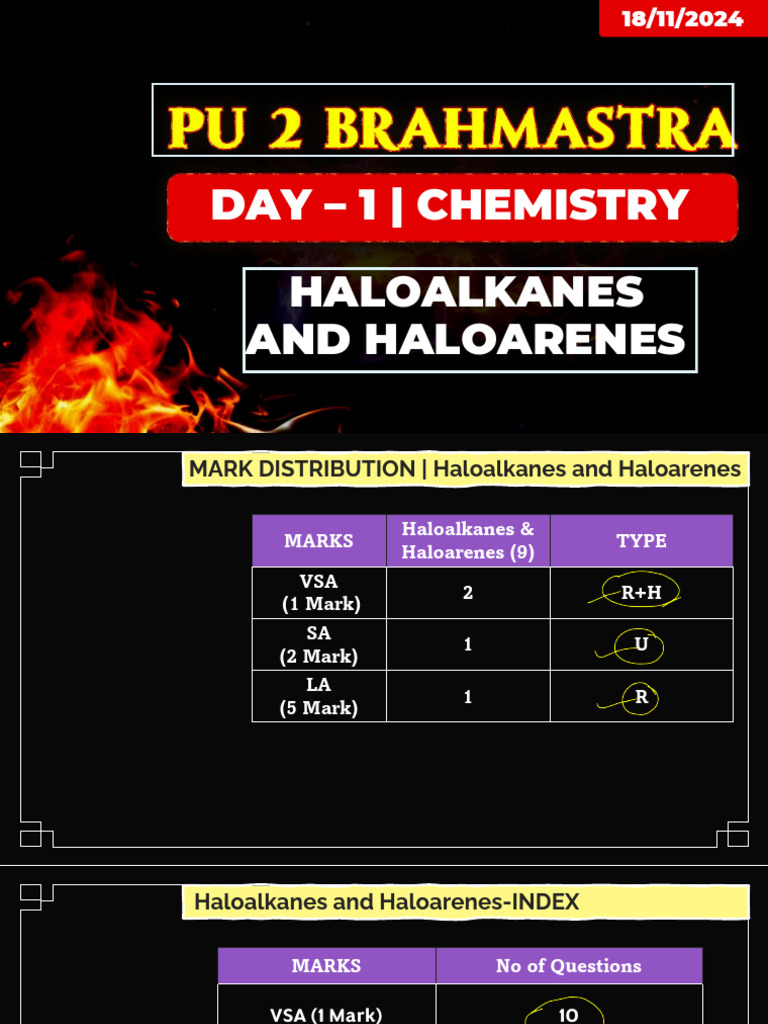 Day 1 Chem Haloalkanes and Haloarenes PU2 Brahmastra | PDF | Chemical Reactions | Chemistry