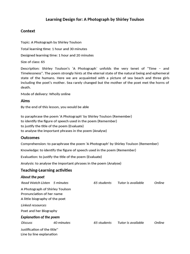 A Photograph Lesson Plan | PDF | Cognitive Science | Human Communication