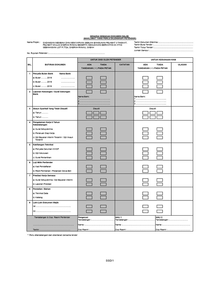 Senarai Semakan Dokumen Wajib SSD | PDF