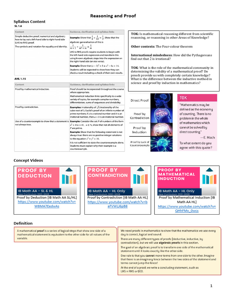 Reasoning and Proof Unit UPDATED | PDF | Mathematical Proof | Mathematics