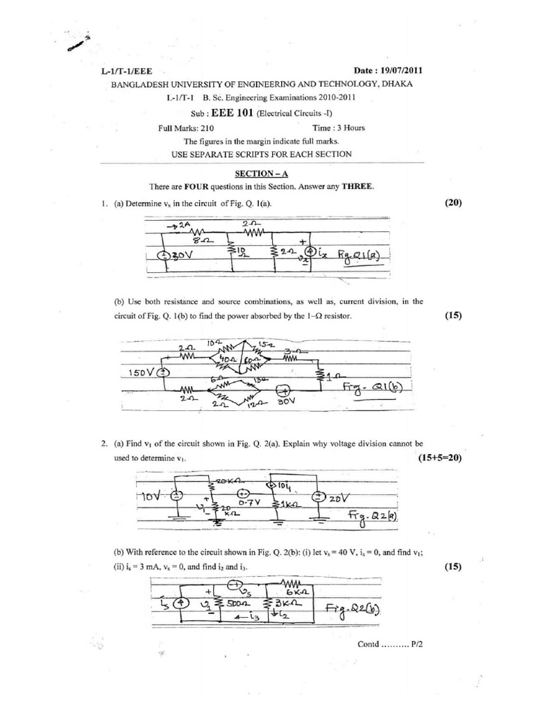 BUET EEE 101 Merged TF - 2010-11 To 2021-22 | PDF | Electrical Network ...