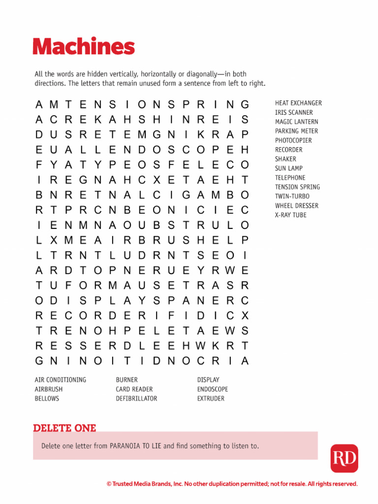 Machines Wordsearch | PDF