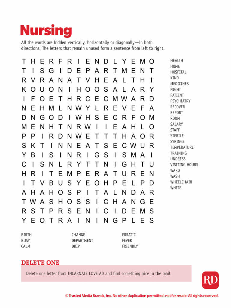 Nursing Wordsearch | PDF