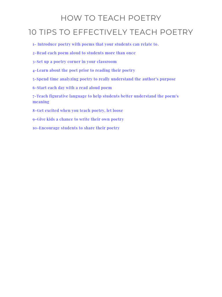 How to Teach Poetry | PDF