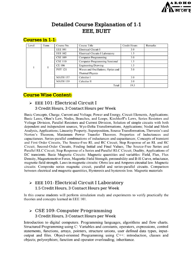 Eee Course Explanation Of 1 1 Pdf