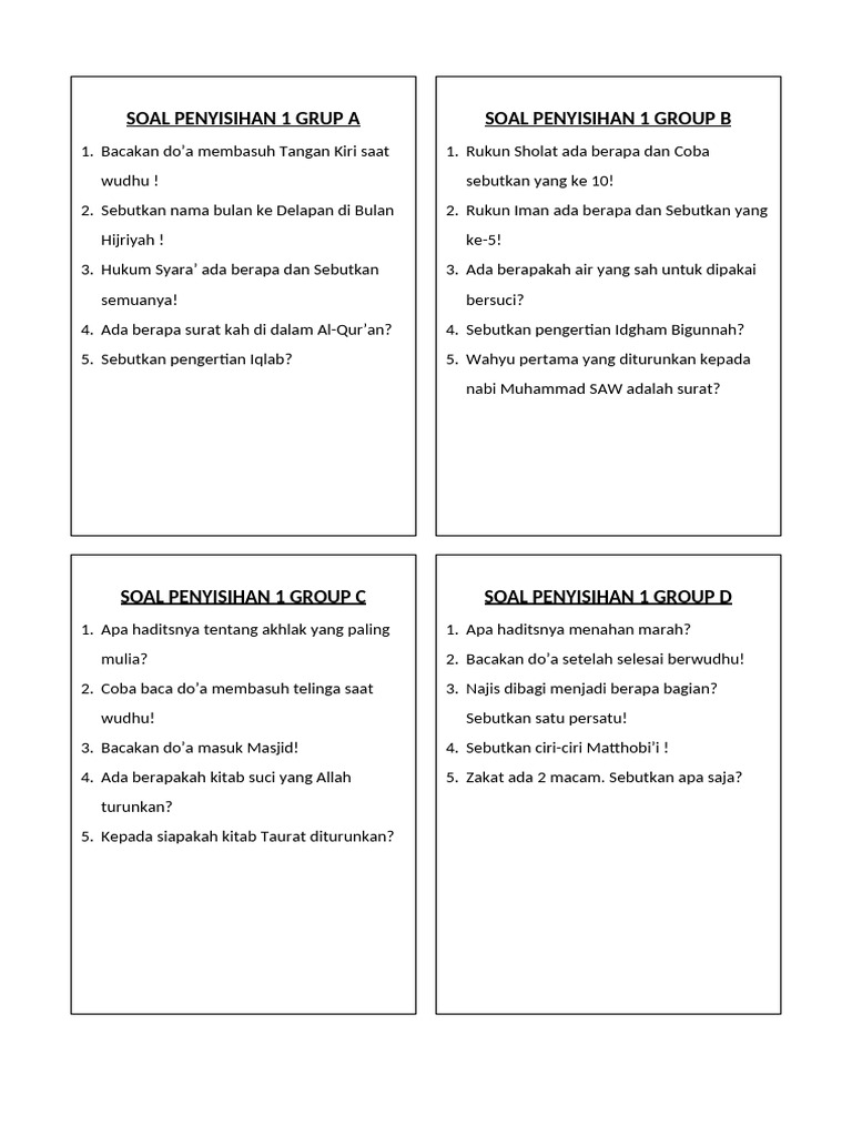 Soal Cerdas Cermat Babak Penyisihan | PDF