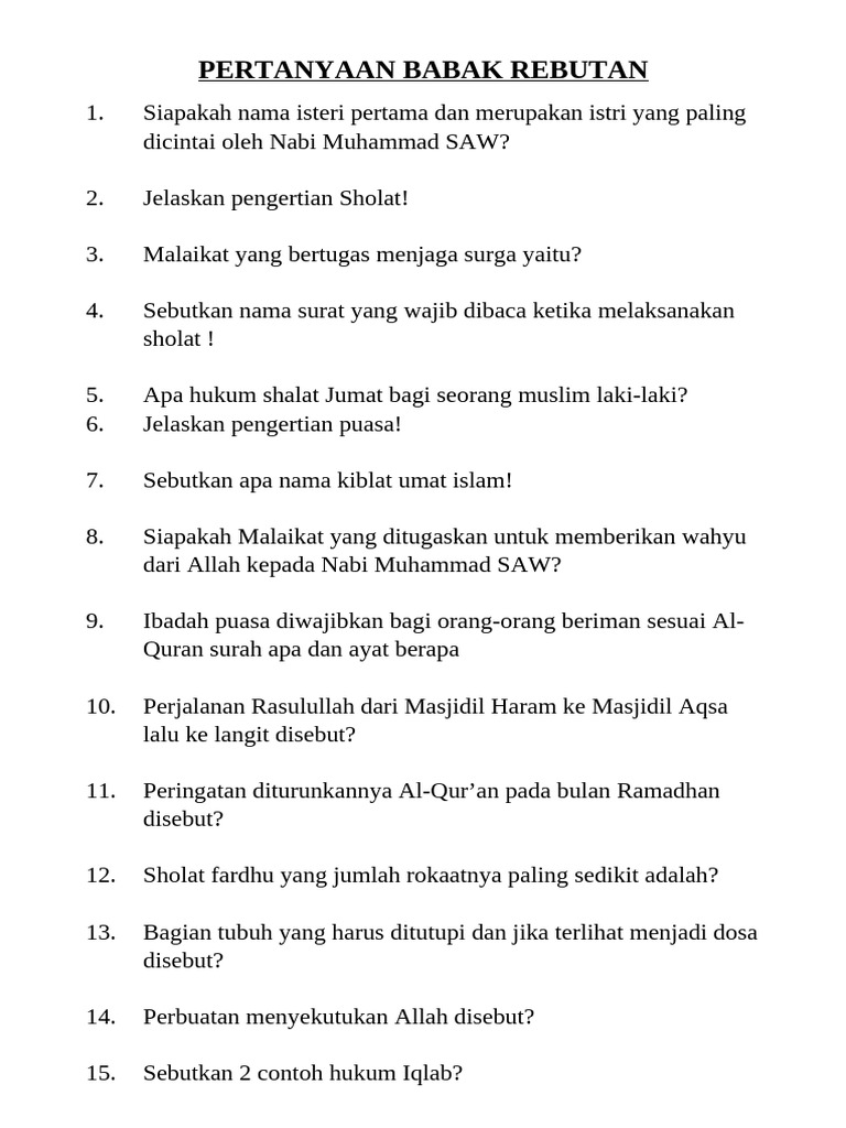 Soal Cerdas Cermat BABAK REBUTAN | PDF