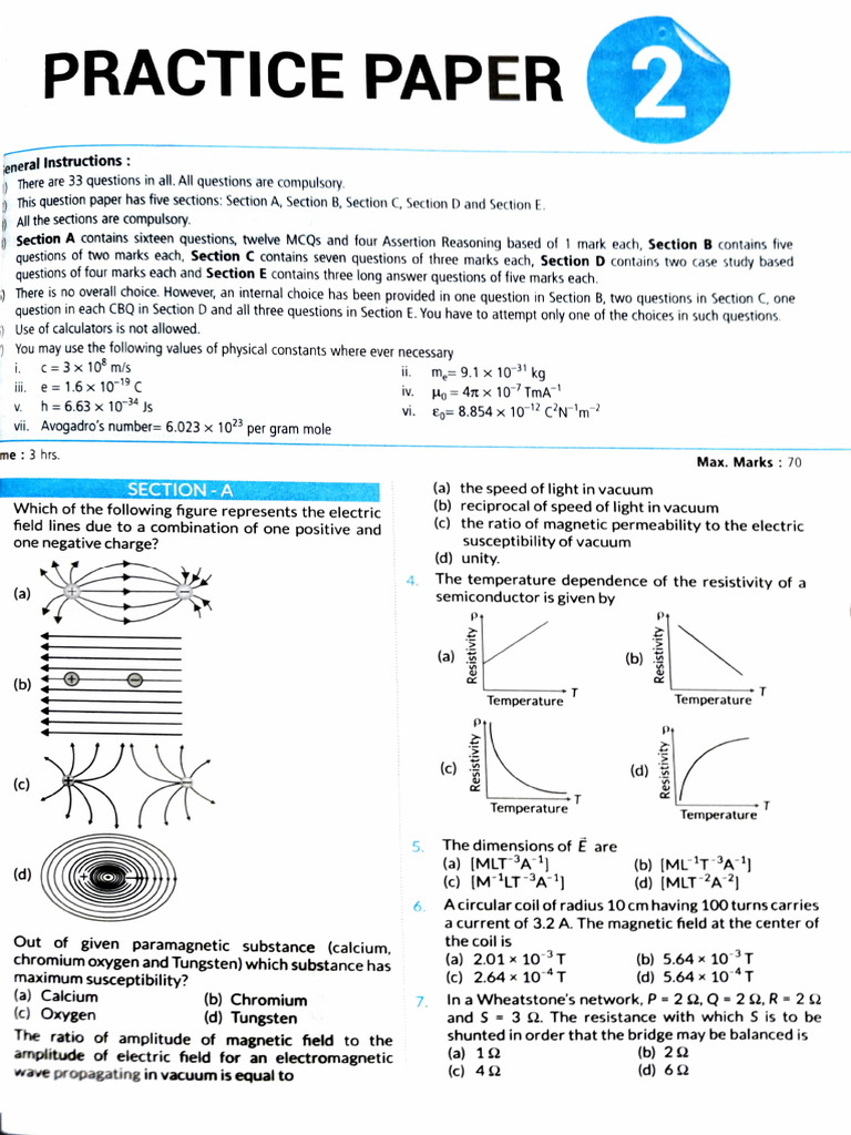 sample paper | PDF | Electrical Resistivity And Conductivity | Photon
