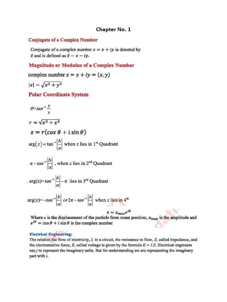 Chapter Wise Formulas & Concepts (CH 1,2,3,4,5,8) | PDF